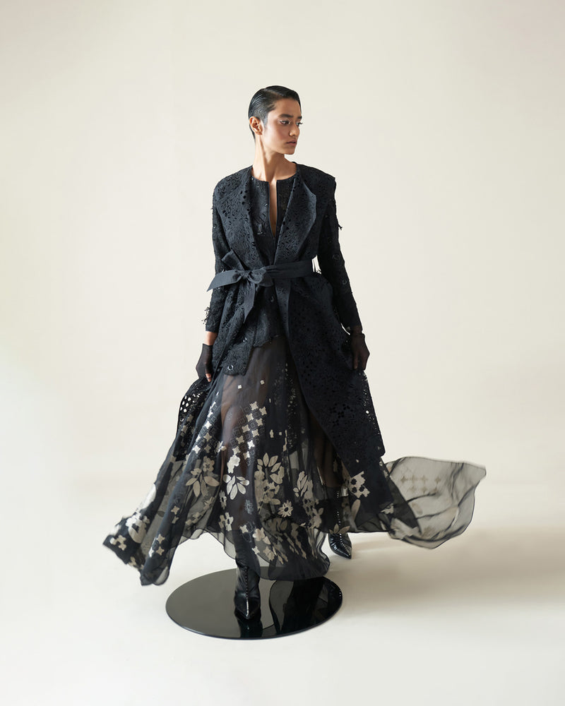 Palm Garden Overlay Jacket Set