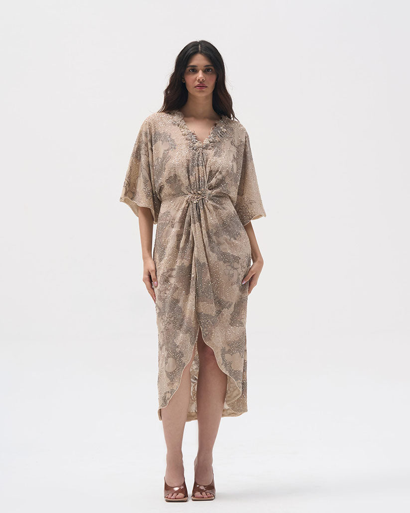 Stone Particle Wrap dress